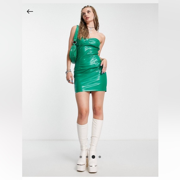 ASOS | Dresses | Asos Naanaa Pu Corset Mini Dress In Green | Poshmark